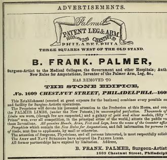 Palmer’s Patent Limbs – Philadelphia as Advertised
